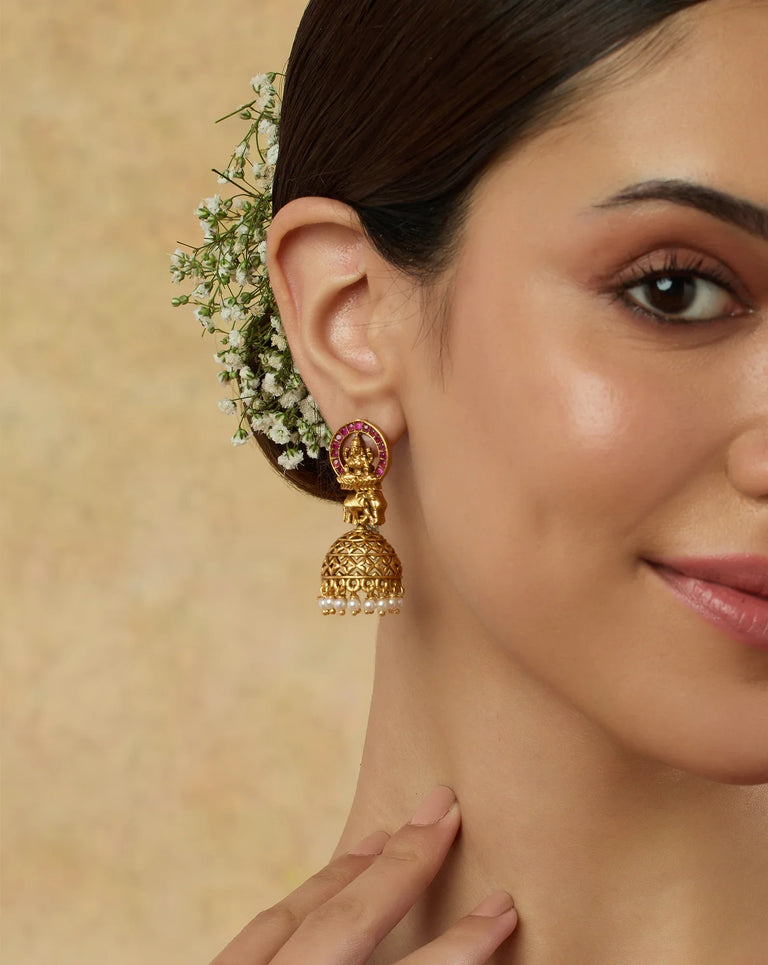 Manik Pearl Temple Jhumkas – indinoor