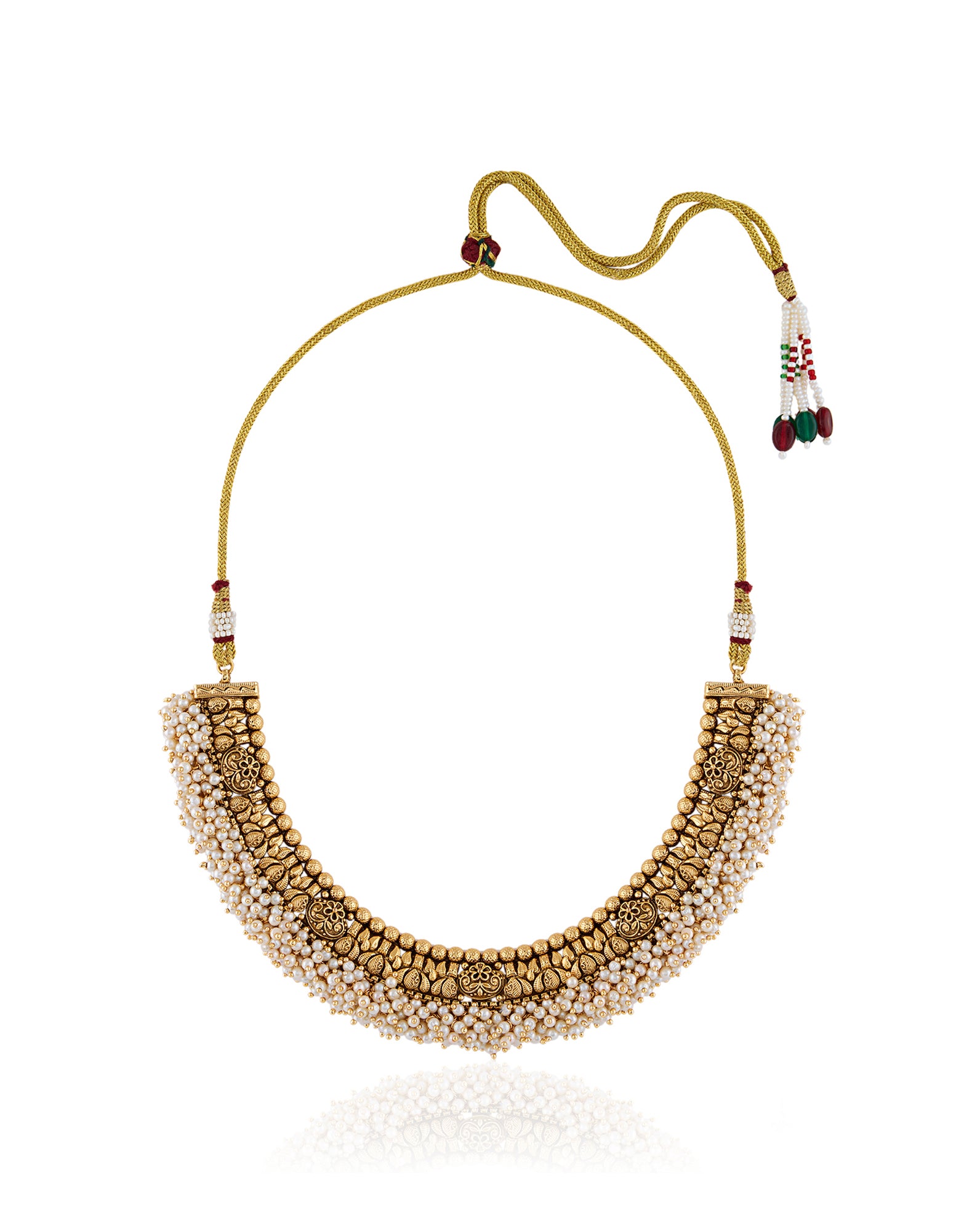 Mini Pearls Temple Necklace Set – indinoor